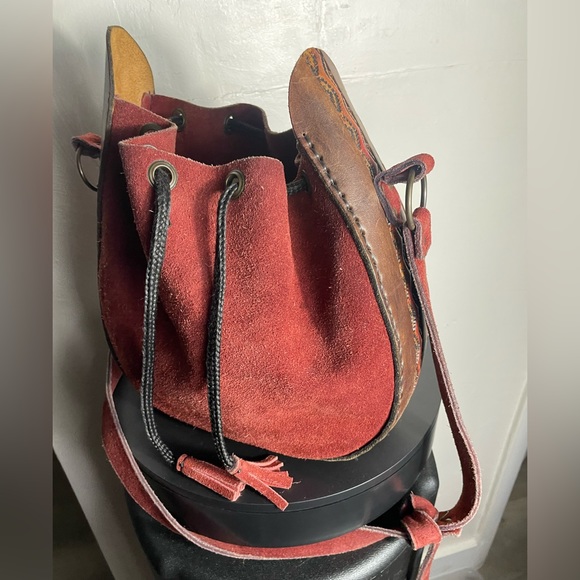 Bags | Leather Suede Drawstring Shoulder Bag | Poshmark